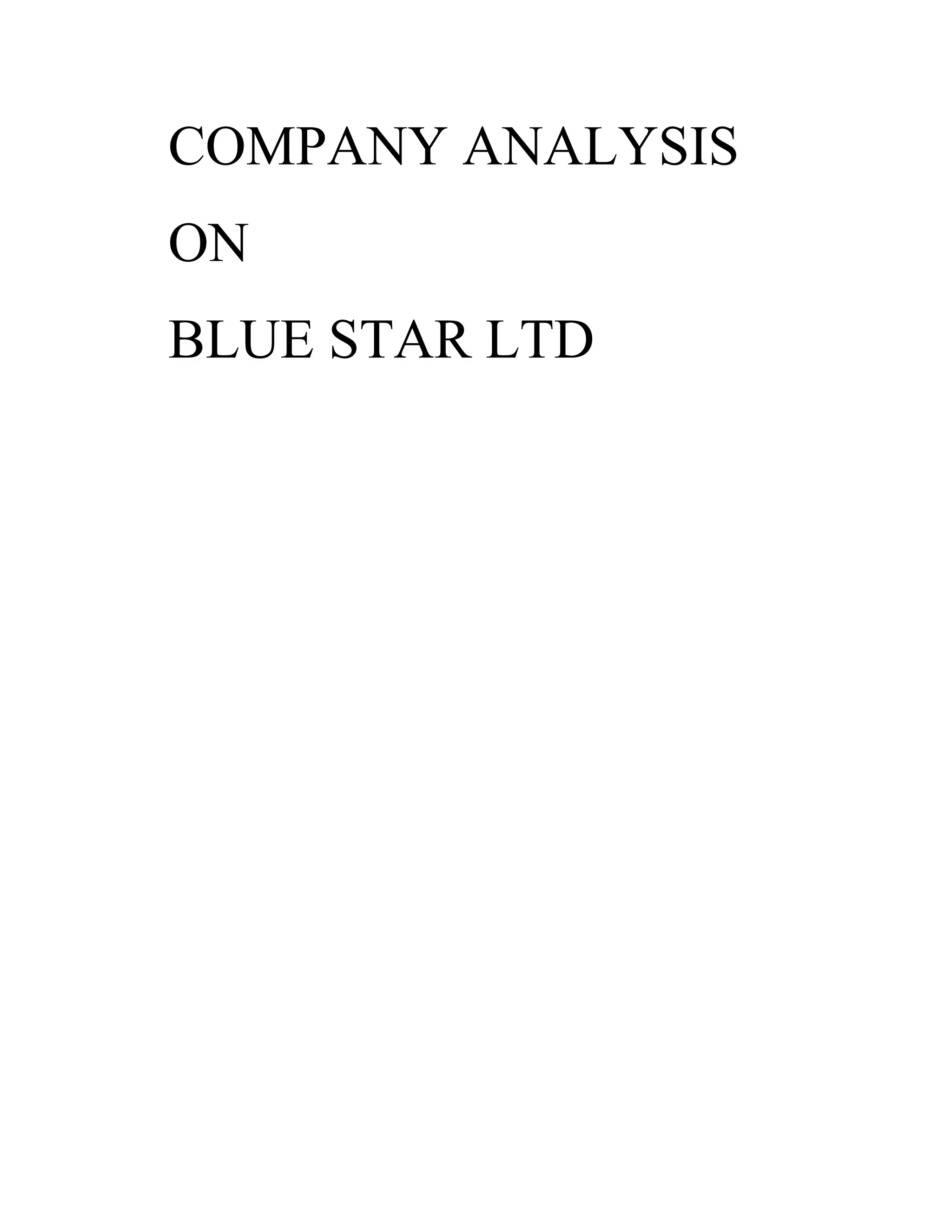 Company Analysis Of Blue Star | DOC