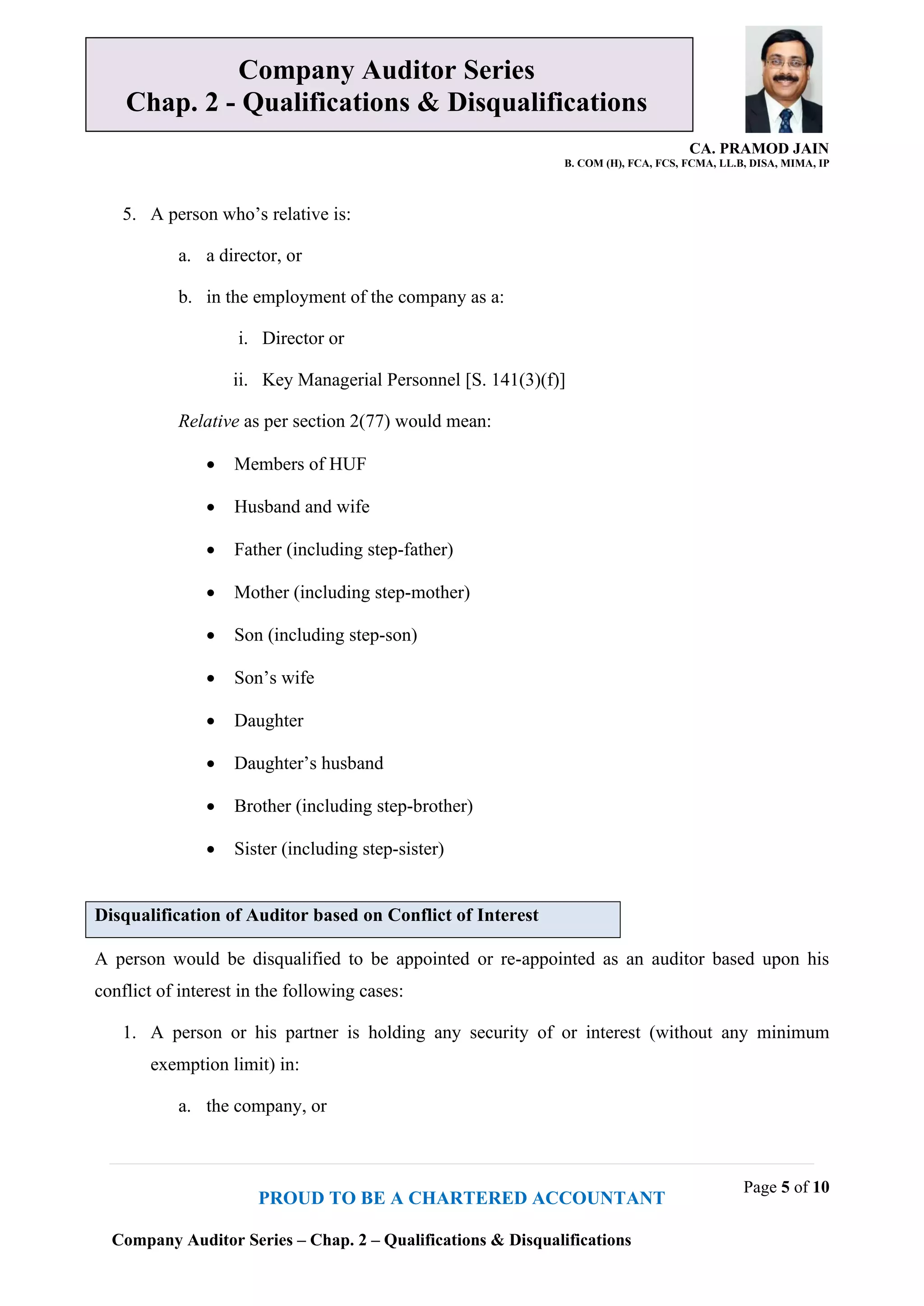 Company Auditor Series 2 - Qualification & Disqualifications | PDF