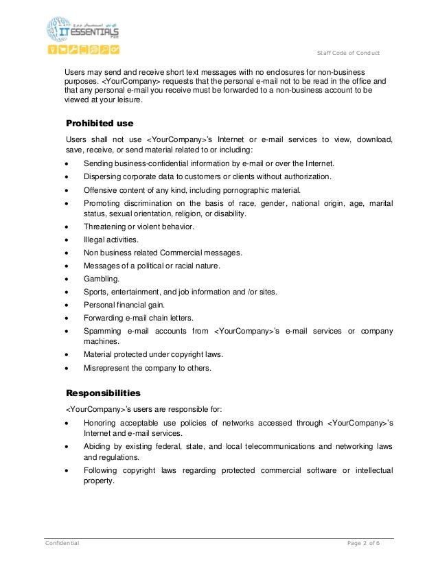 Company code of conduct (IT related)