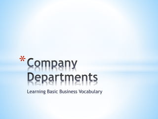 Company Departments - ESL Vocabulary | PPT