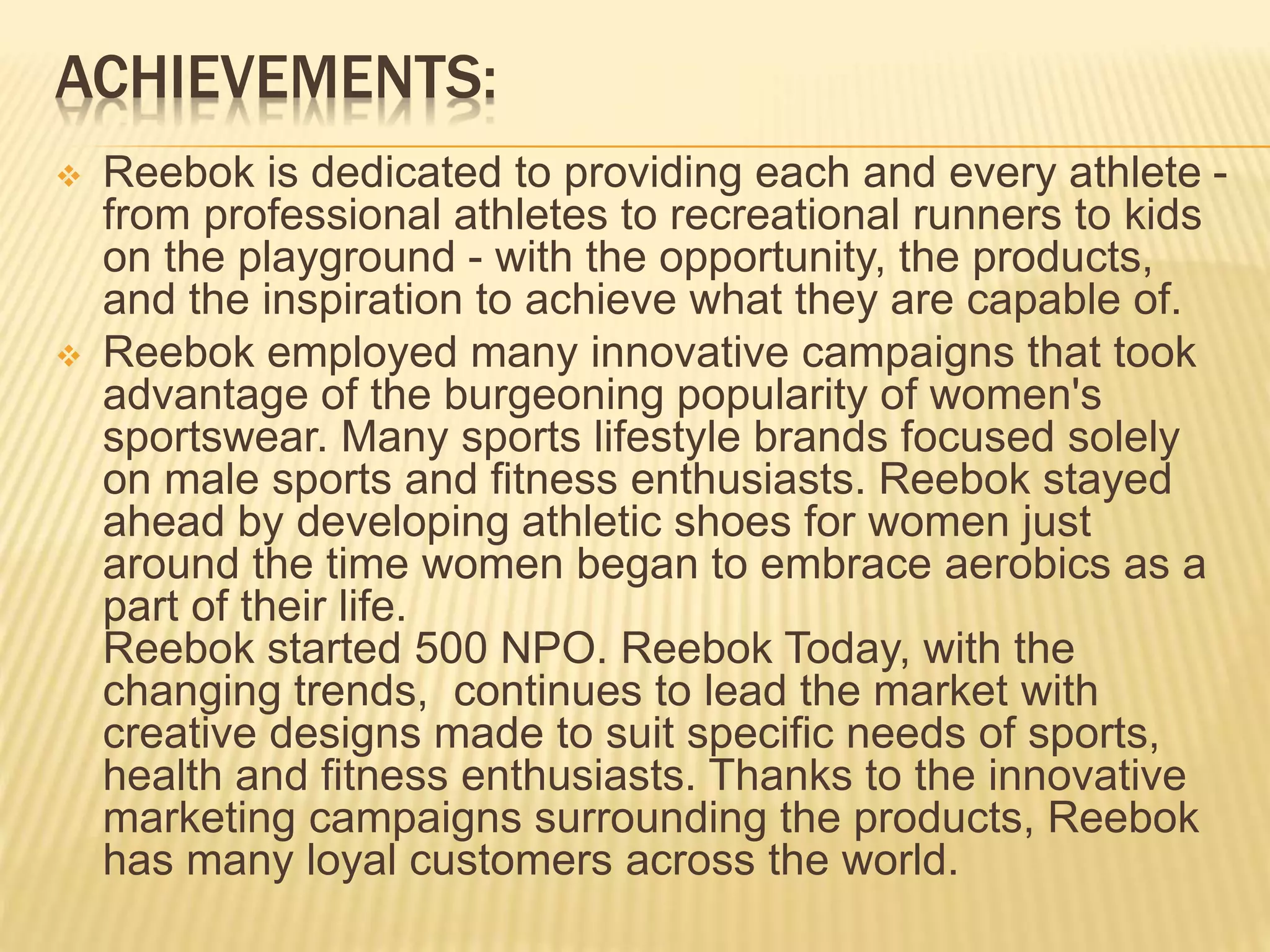 Reebok corporate strategy | PPTX