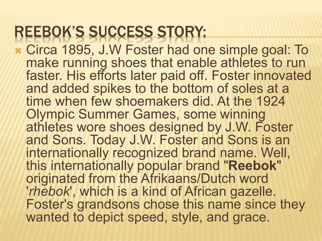 Reebok corporate strategy | PPT