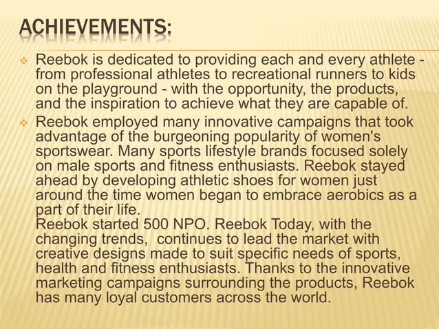 Reebok corporate strategy | PPT