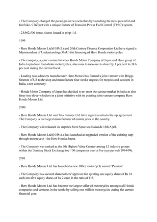 Company history hero motocorp | DOCX