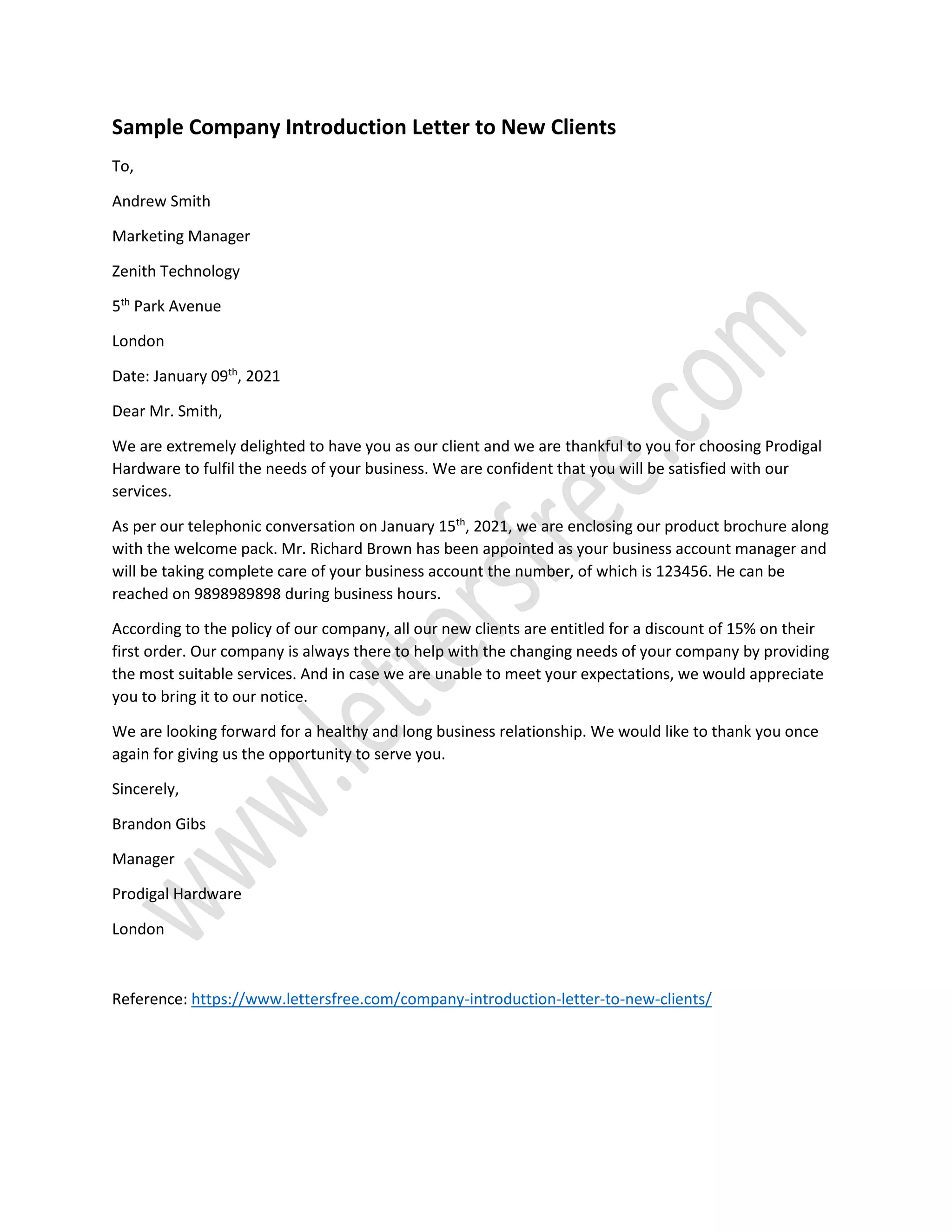 Company Introduction Letter to New Clients, Business Letter Format ...
