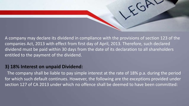 Punishment for failure to distribution the dividends | PPTX | Stocks and Bonds | Personal Investing