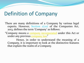 Company law -Common characteristics | PPTX