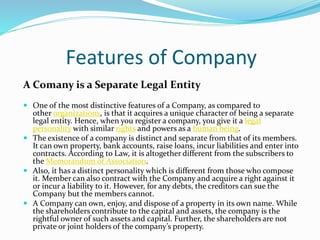 Company law -Common characteristics | PPTX