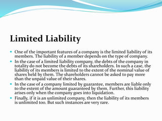 Company law -Common characteristics | PPTX