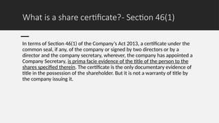 COMPANY LAW - ISSUE OF SHARE CERTIFICATES.pptx