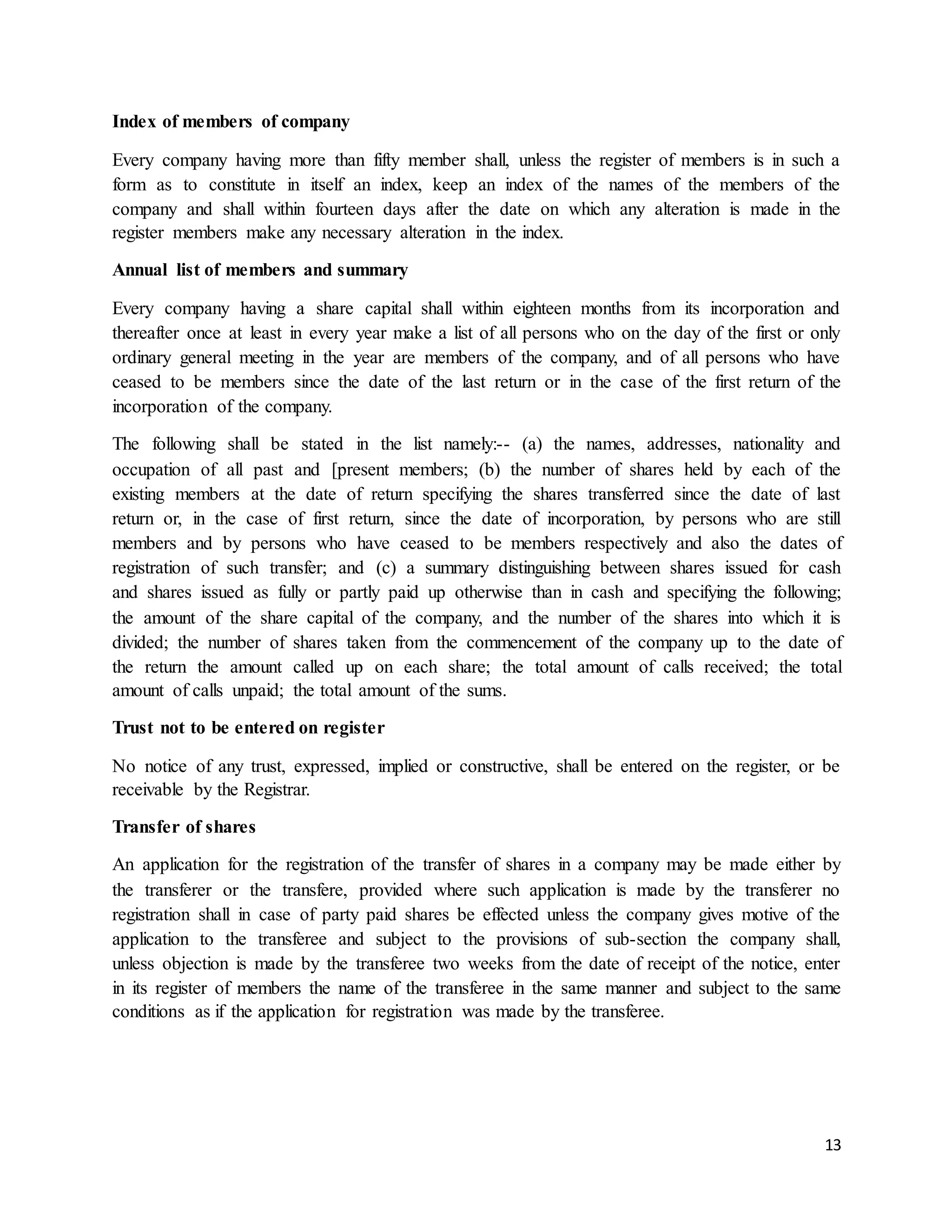 Company law 1994 summary final | DOCX