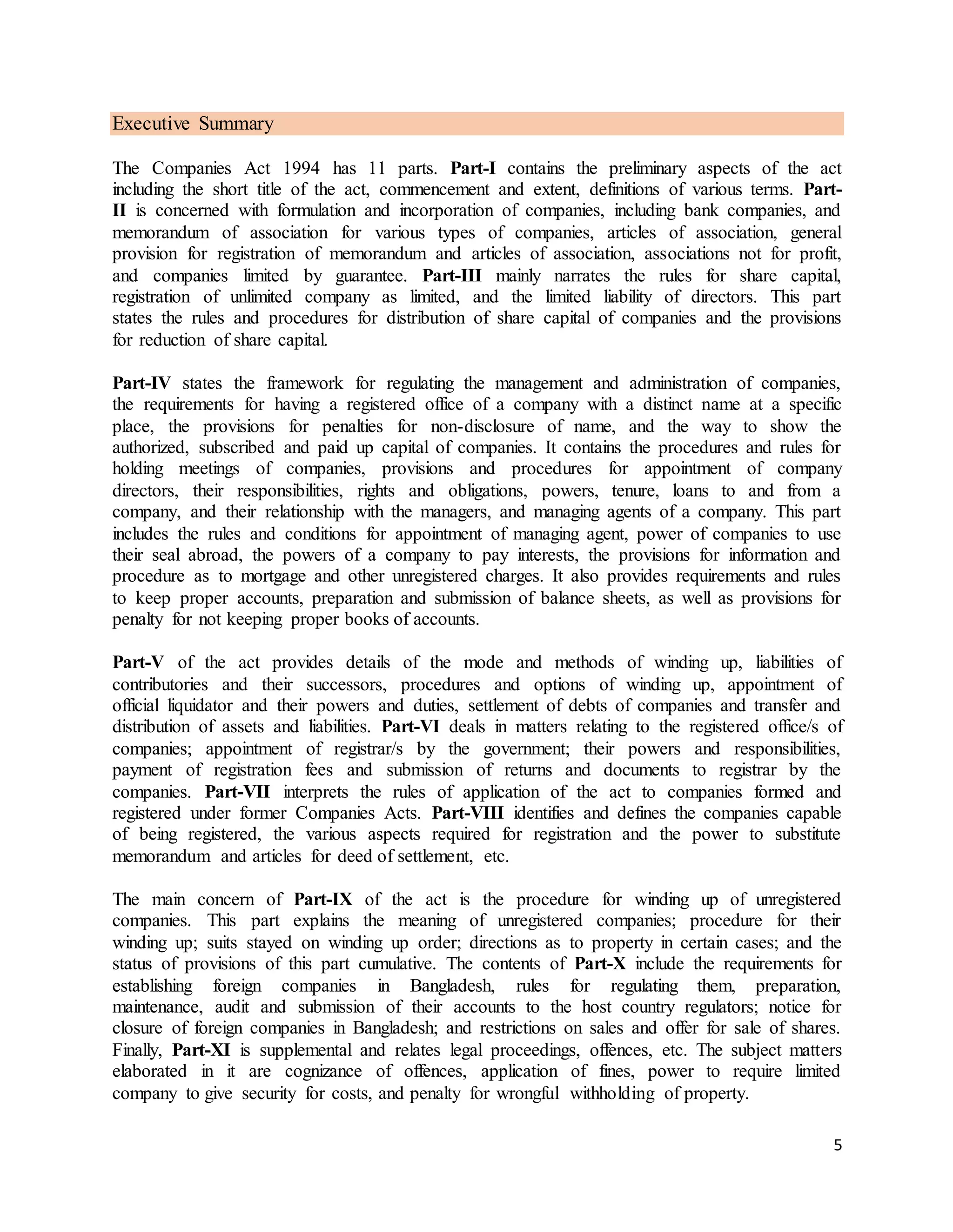 Company law 1994 summary final | DOCX