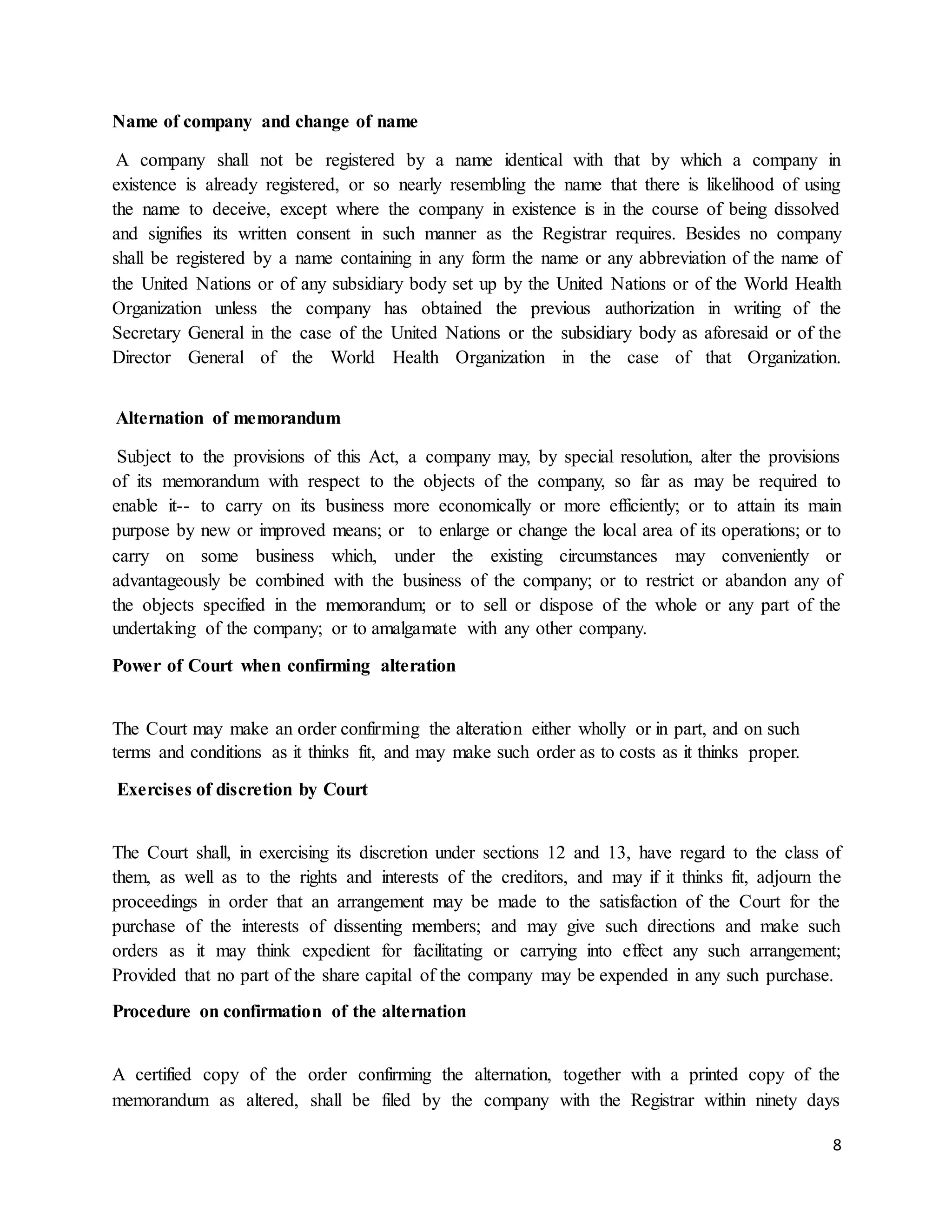 Company law 1994 summary final | DOCX