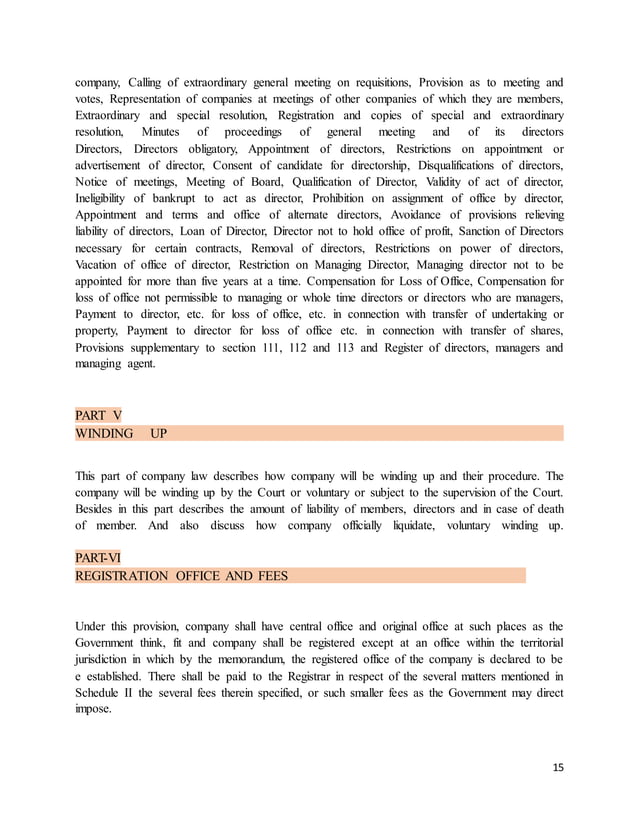 Company law 1994 summary final | DOCX