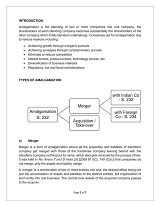 Company law 2013 merger and amalgamation | PDF