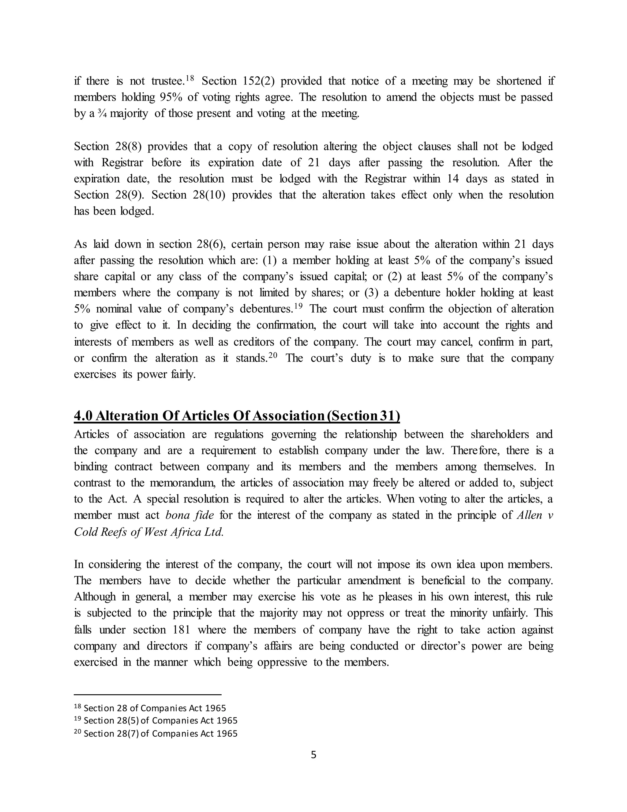 Company Law I - Company Constitution | DOCX