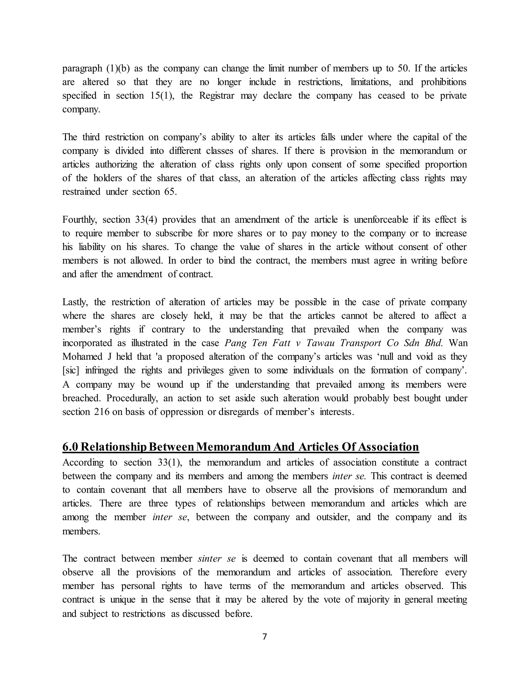 Company Law I - Company Constitution | DOCX