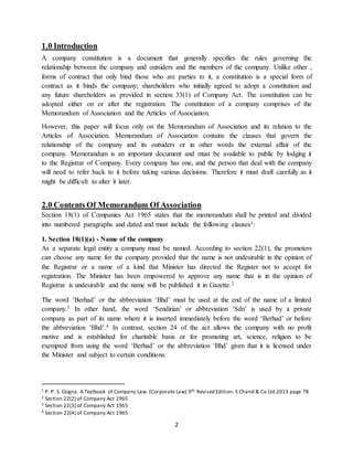 Company Law I - Company Constitution | DOCX
