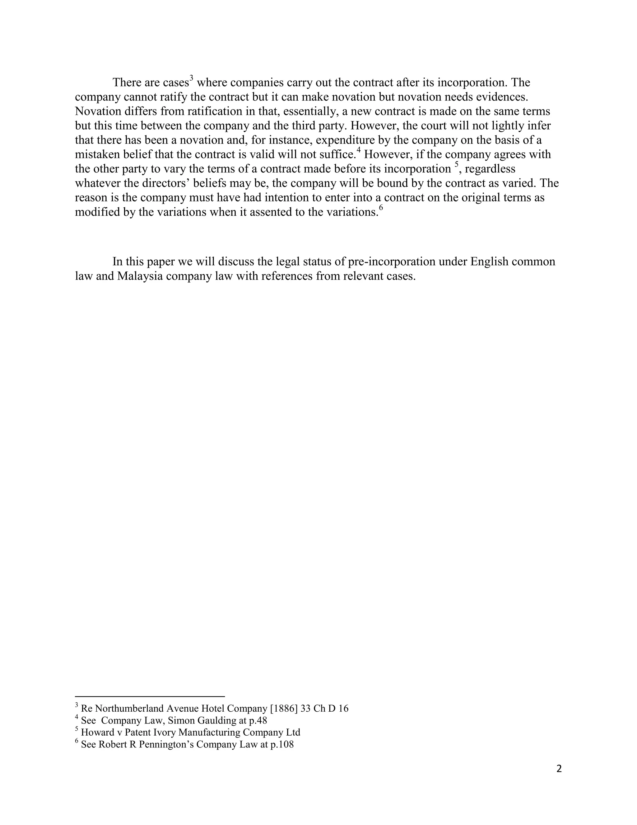Company Law I - Pre-incorporation Contract | PDF