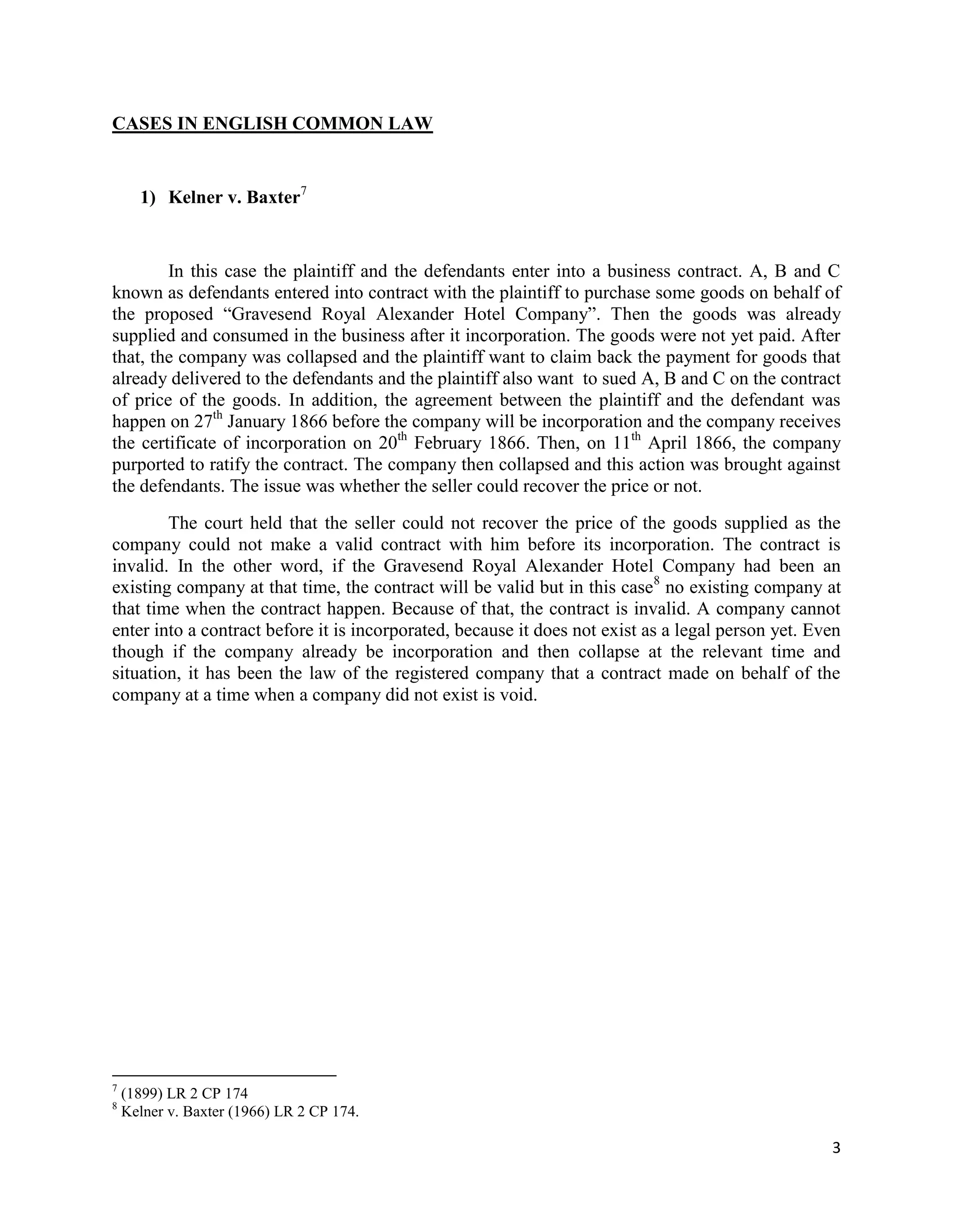 Company Law I - Pre-incorporation Contract | PDF