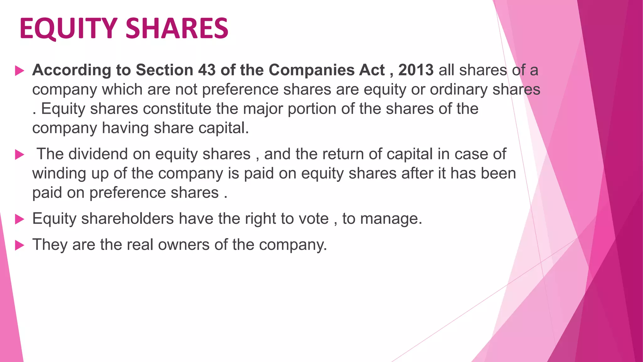 SHARES - MEANING , DEFINITION , CHARACTERISTICS AND ITS TYPES. | PPTX