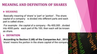 SHARES - MEANING , DEFINITION , CHARACTERISTICS AND ITS TYPES. | PPTX