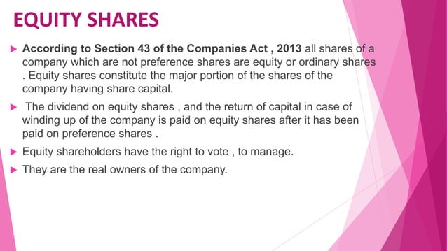 SHARES - MEANING , DEFINITION , CHARACTERISTICS AND ITS TYPES. | PPTX