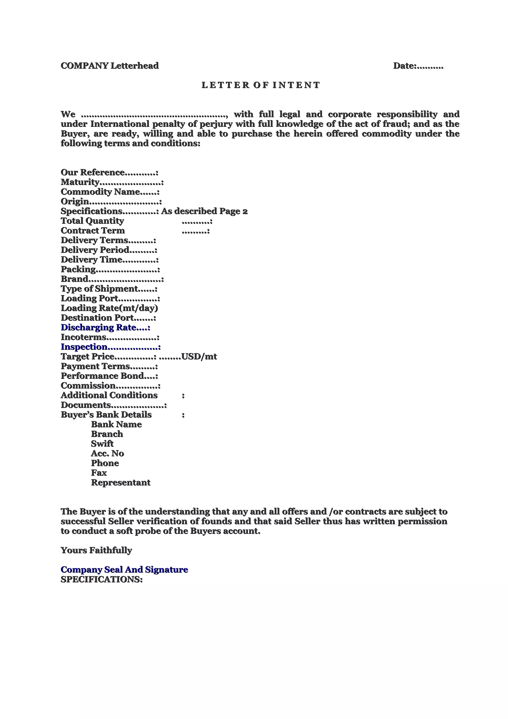 Letter of intent ( LOI ) | DOC