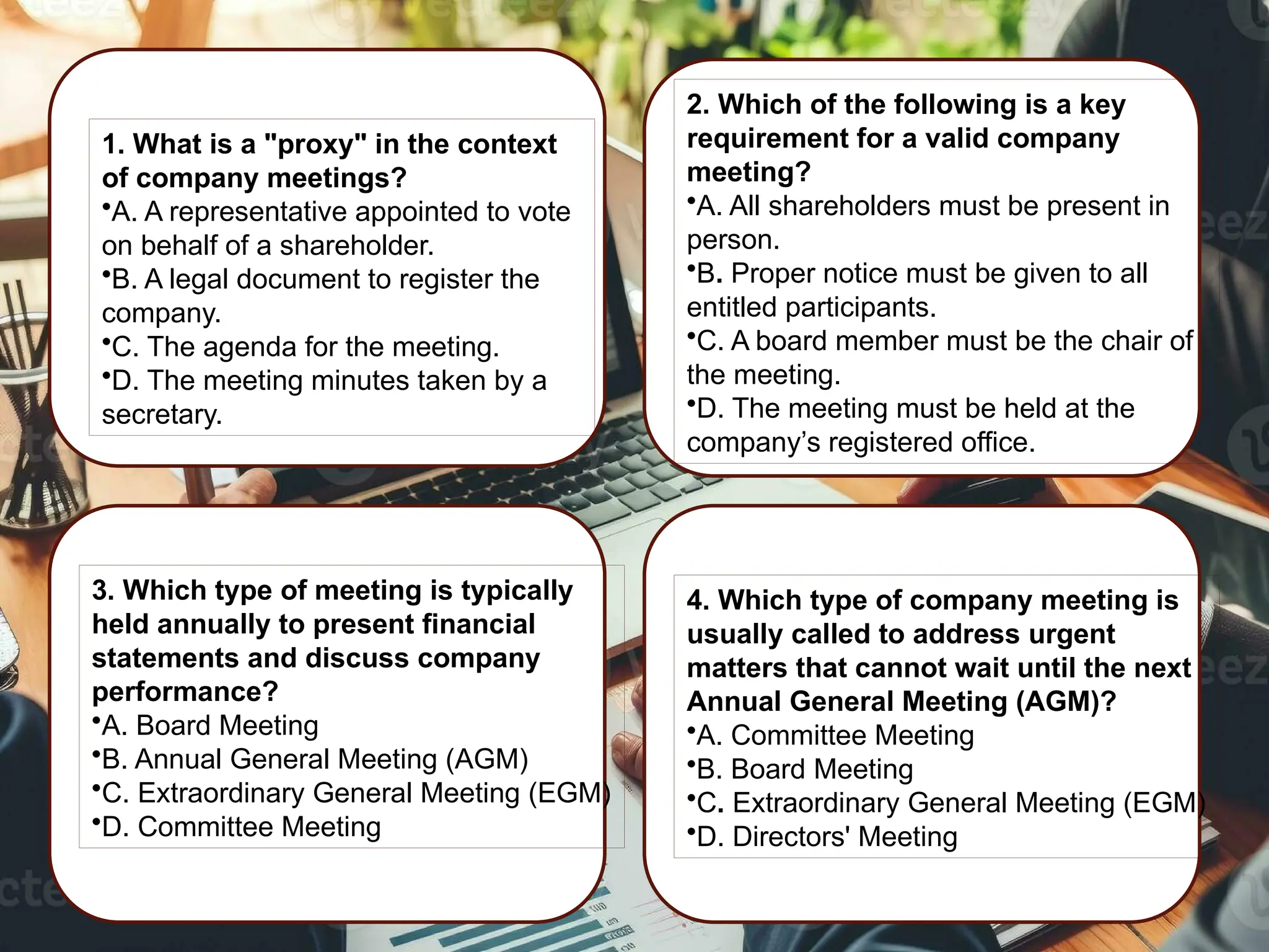 COMPANY meeting types and requisites of a meeting | PPTX