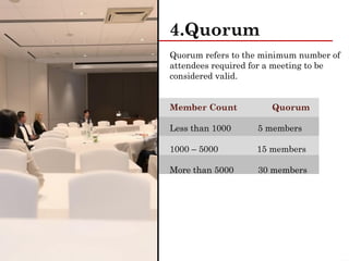 COMPANY meeting types and requisites of a meeting | PPTX