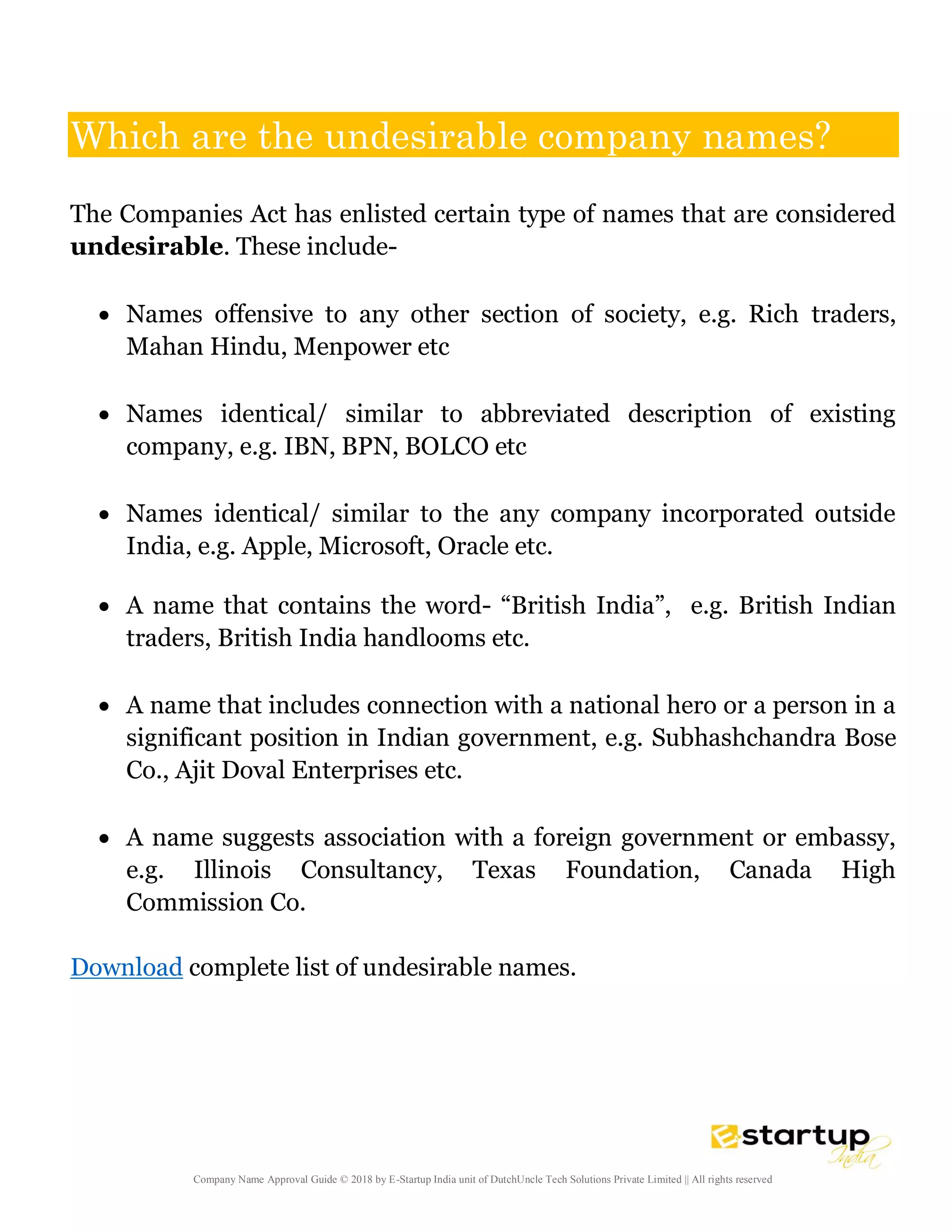 Get to know the basics of company name approval. | PDF