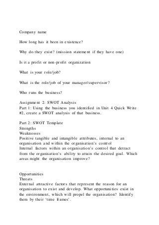 Company nameHow long has it been in existenceWhy do they | DOCX