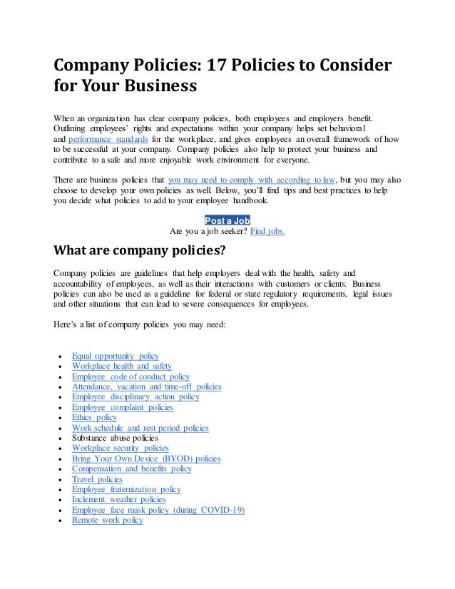 Company policies | DOCX