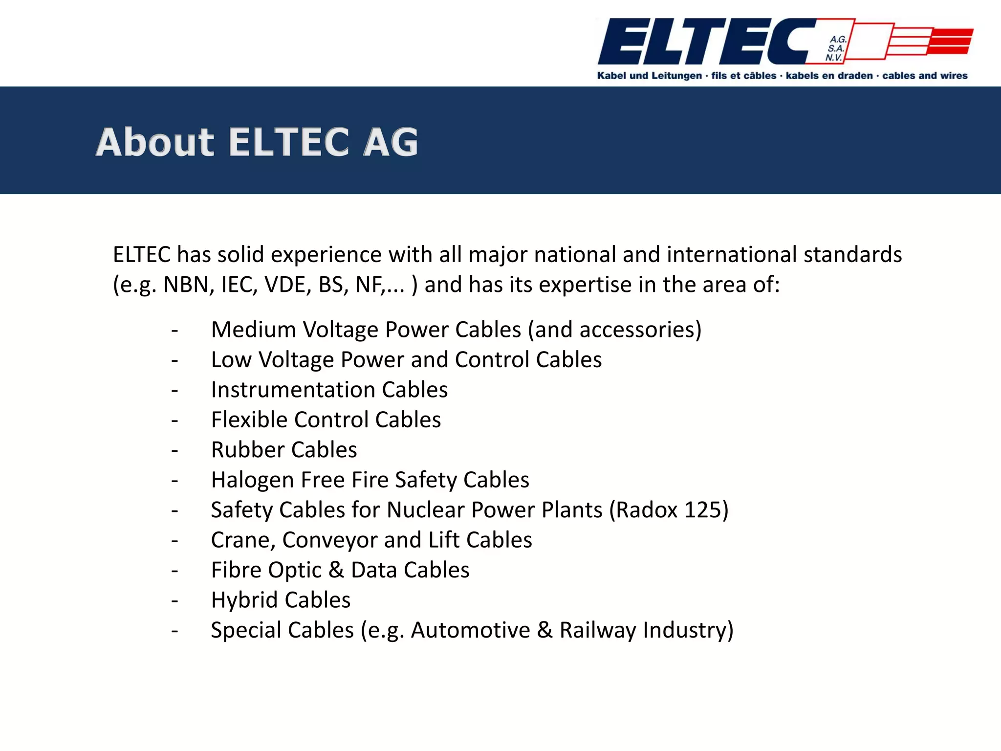 Eltec Cable Company Presentation | PPTX