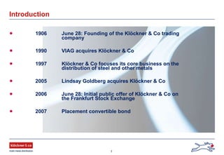 Kloeckner Company Presentation | PPT