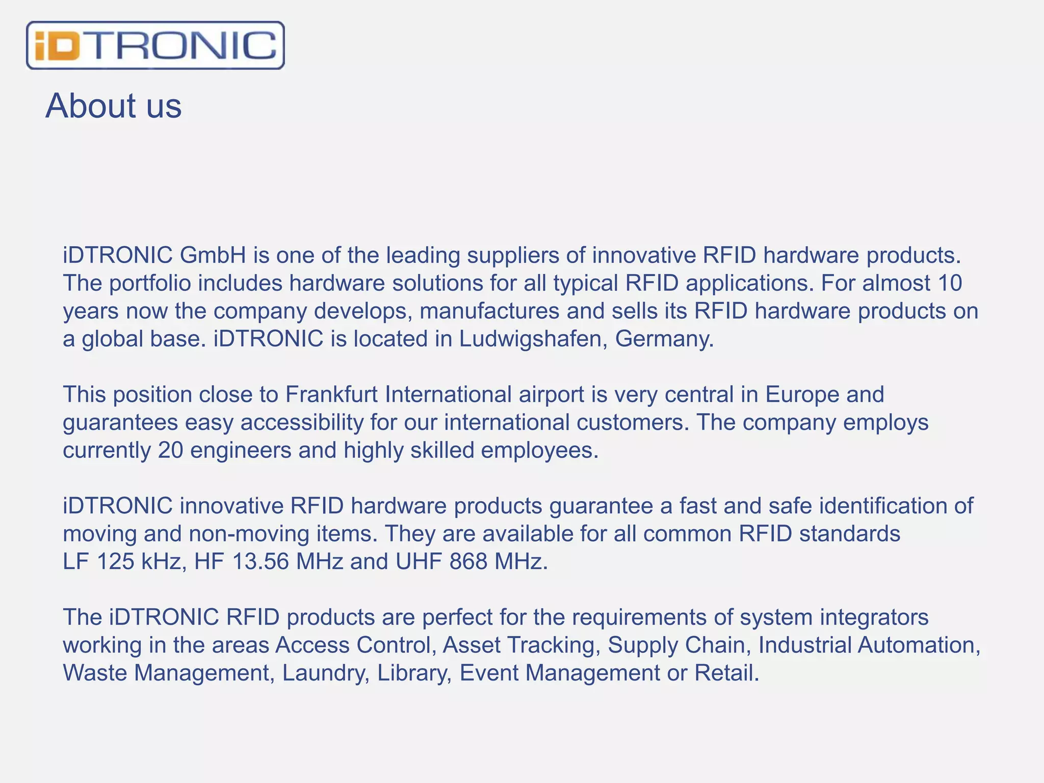 Company Presentation iDTRONIC | PPT