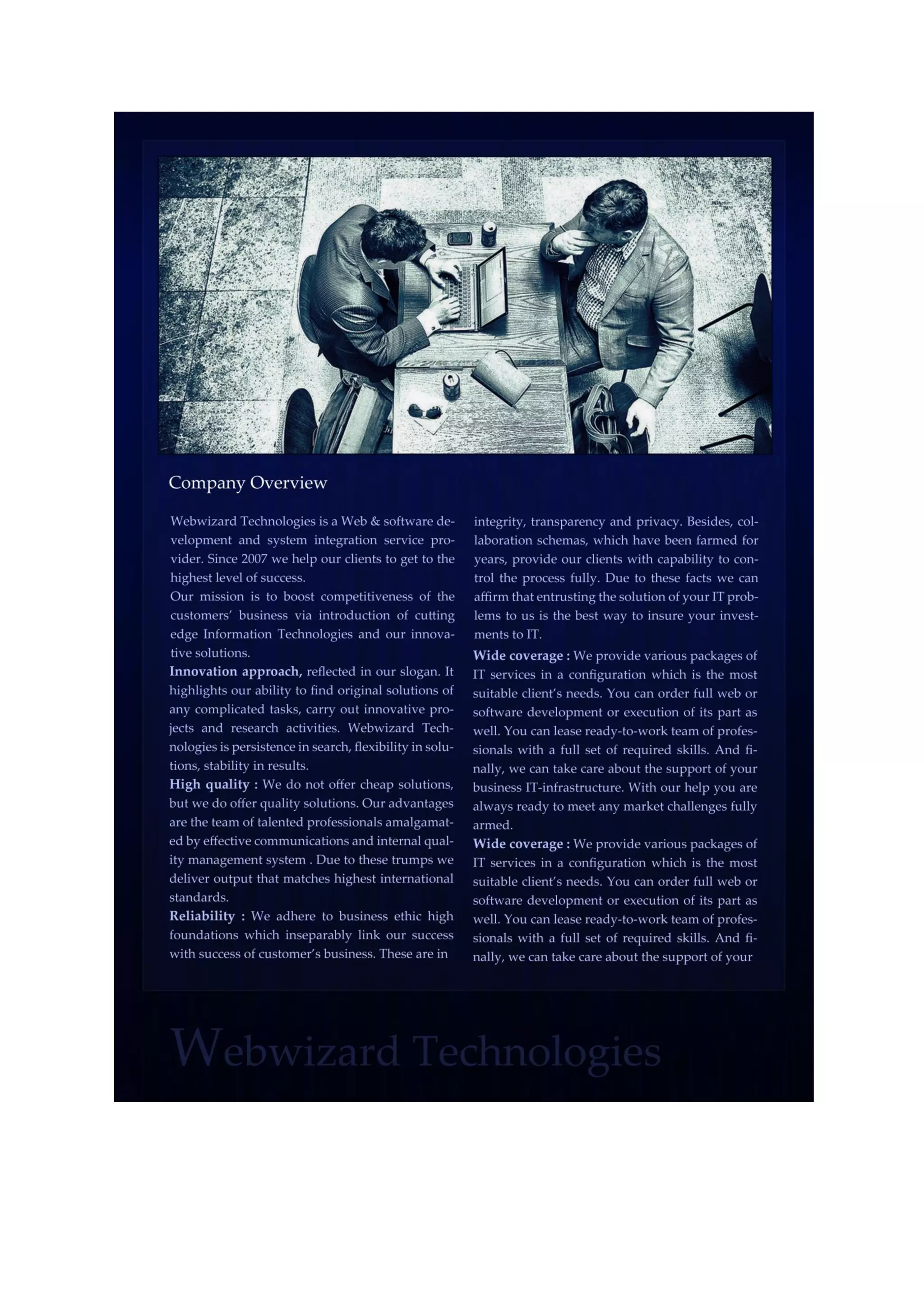 Company profile - Webwizard Technologies | PDF