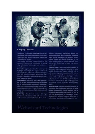 Company profile - Webwizard Technologies | PDF