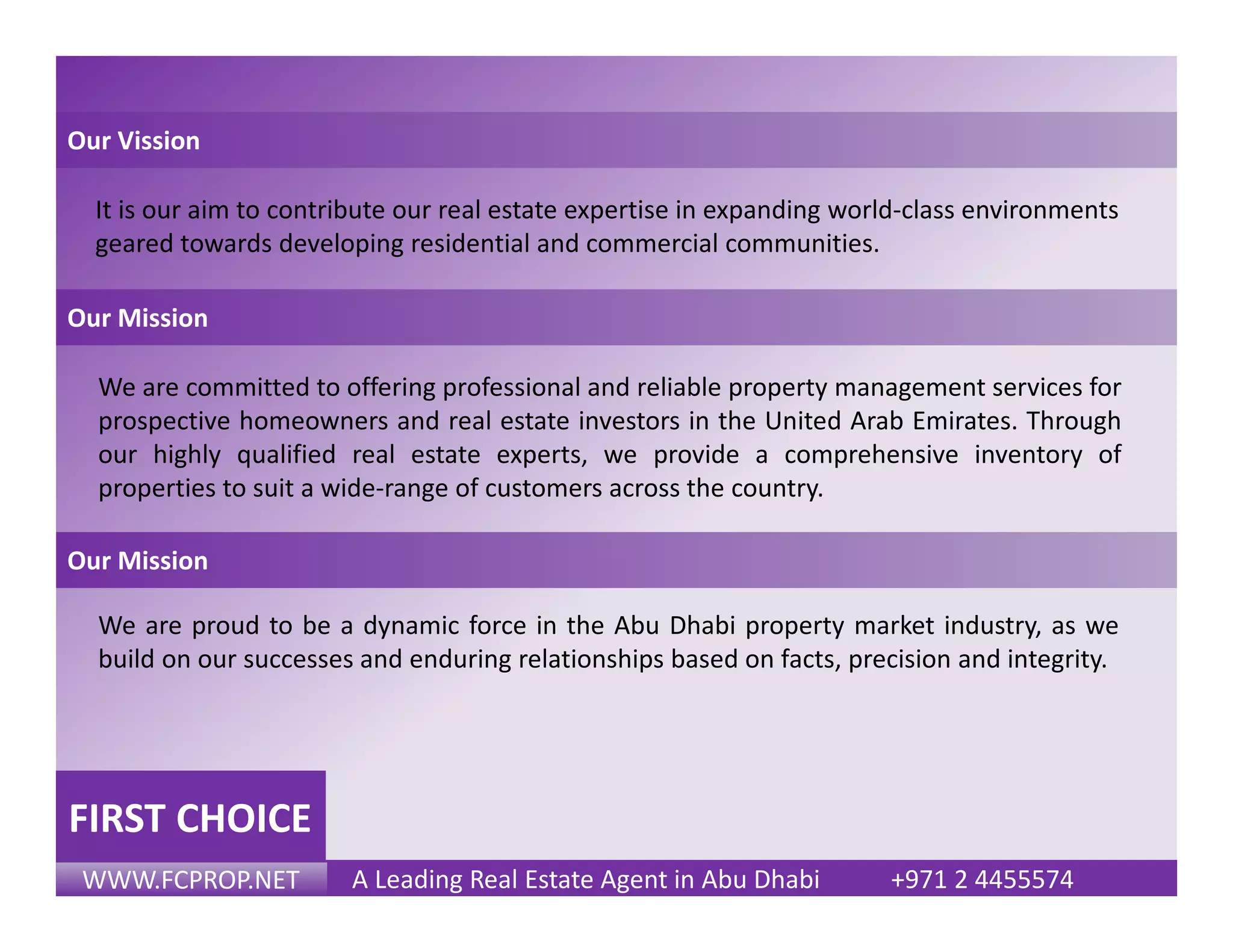 First Choice Properties - Company Profile | PPT