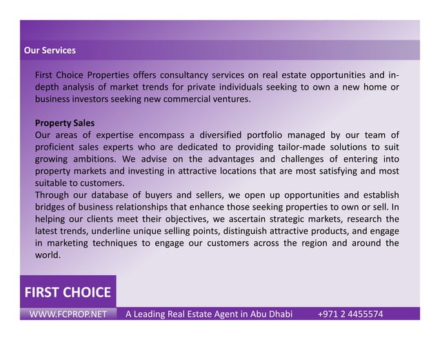 First Choice Properties - Company Profile | PPT
