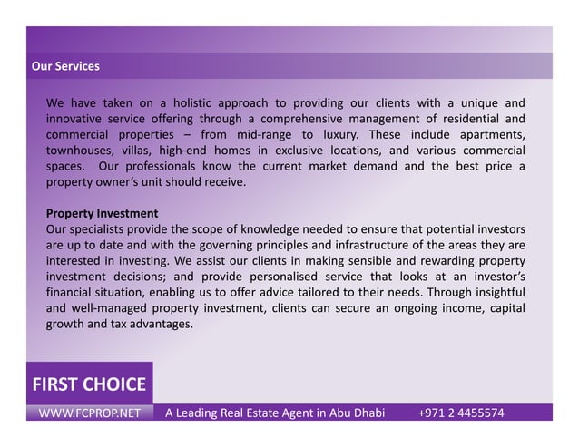 First Choice Properties - Company Profile | PPT