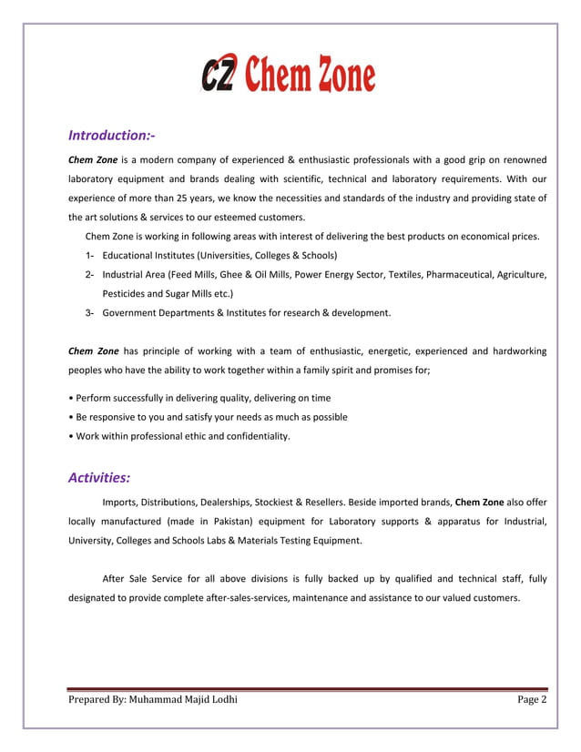 Company Profile - Chem Zone | PDF