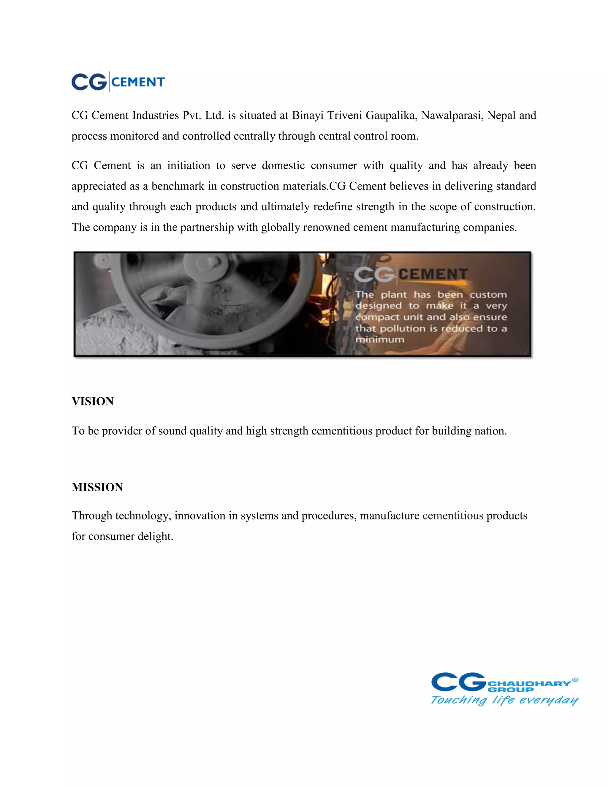 Company profile of CG Cement | PDF