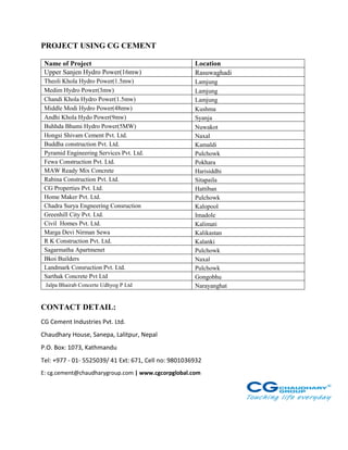 Company profile of CG Cement | PDF