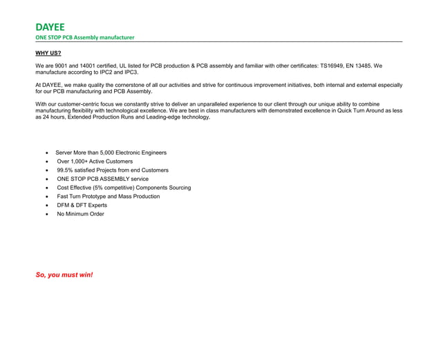 DAYEE PCBA Company profile | PPT