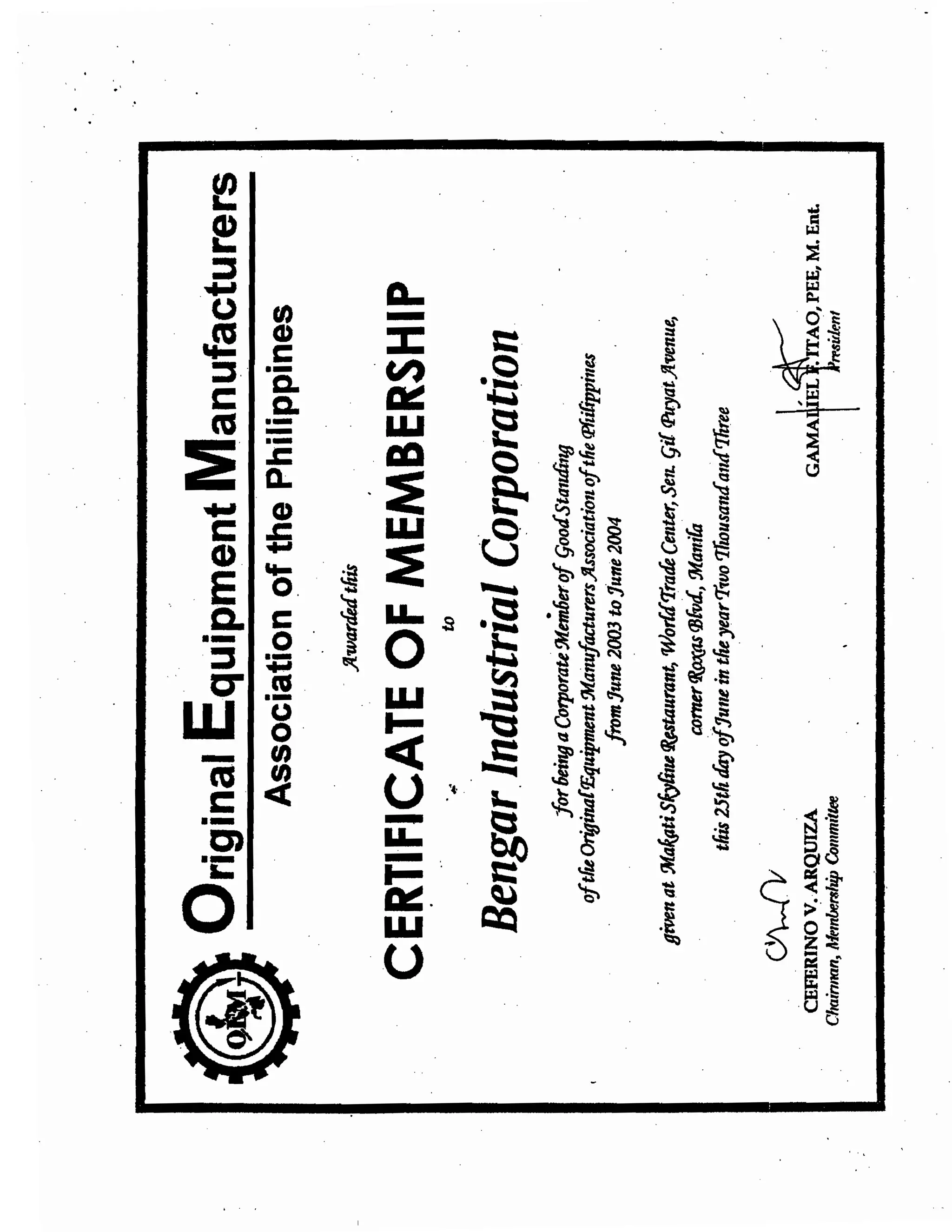 Bengar Industrial Corporation Company Profile | PDF