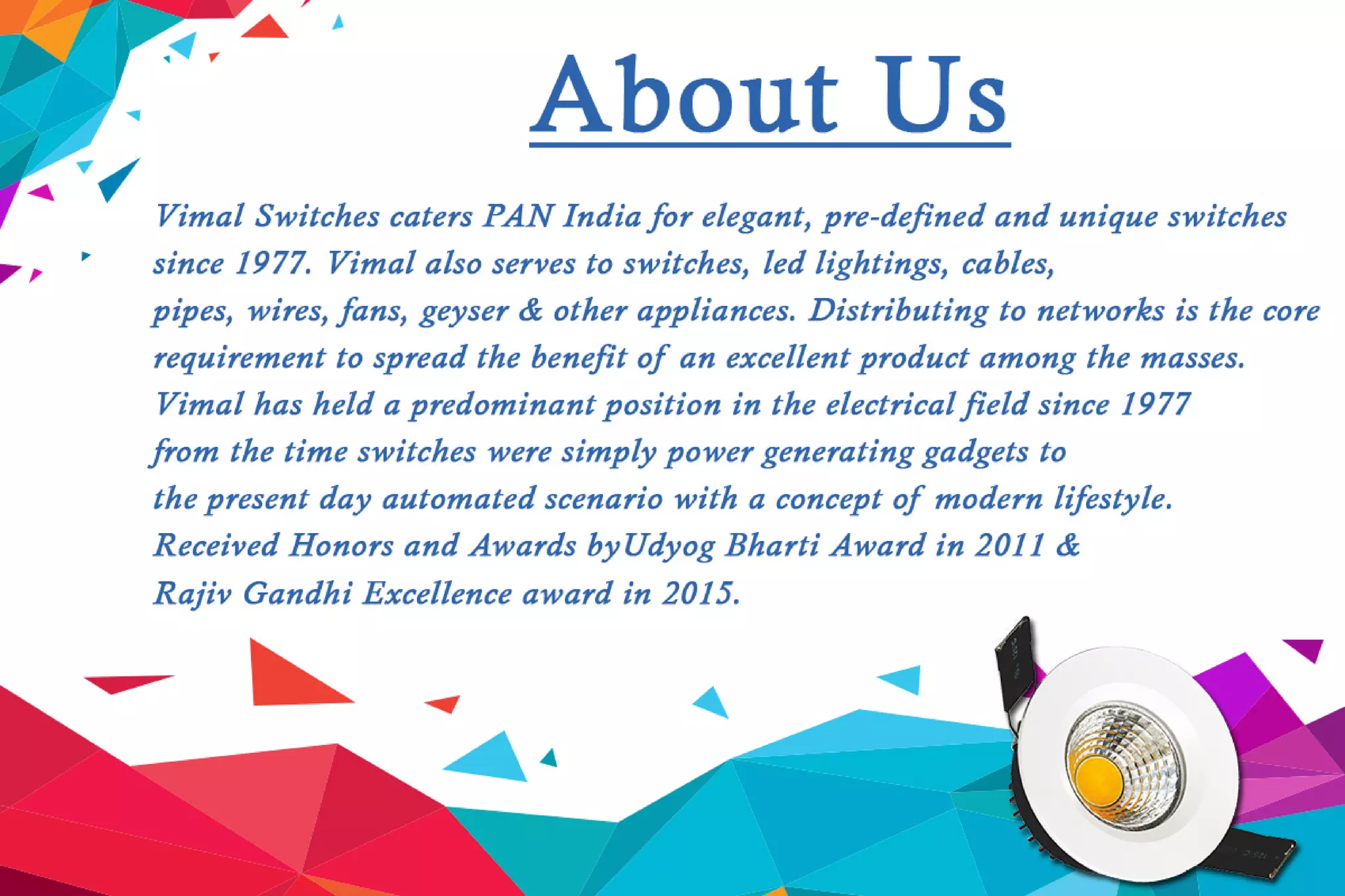 Company profile - Vimal Switches | PPT