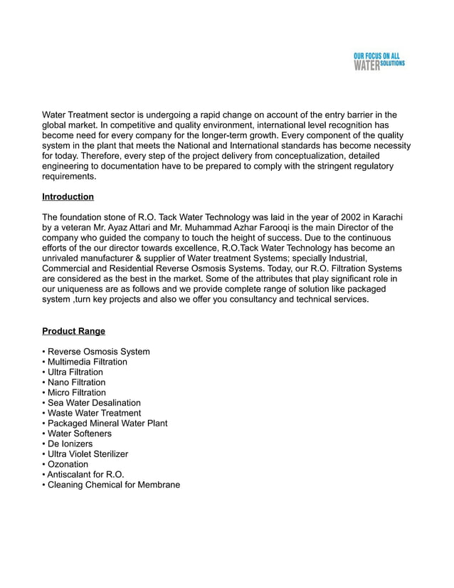 R.O.Tack water technology | PDF | Landscaping | Home & Garden