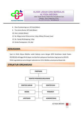 Klinik alyssa medika dan Bersalin Cileduk | PDF