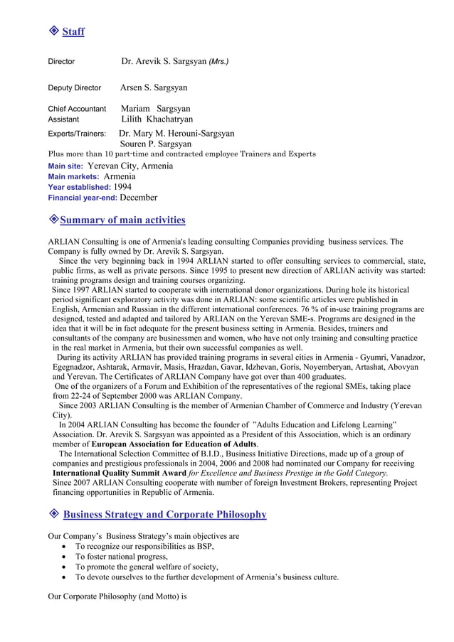 Company Profile Arlian 2009 | PDF